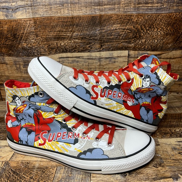 Converse | Shoes | Rare Dc Superman Converse All Stars Shoes Mens Size 1 Justice League Comics ...